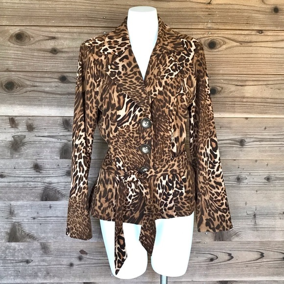 Brandon Thomas | Jackets & Coats | Brandon Thomas Leopard Print Belted ...